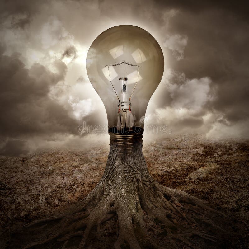 Light Bulb Growing an Idea in Nature Stock Image - Image of glow ...