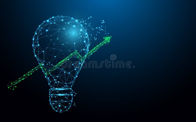 Light Bulb and Growing Graph Form Lines, Triangles and Particle Style ...