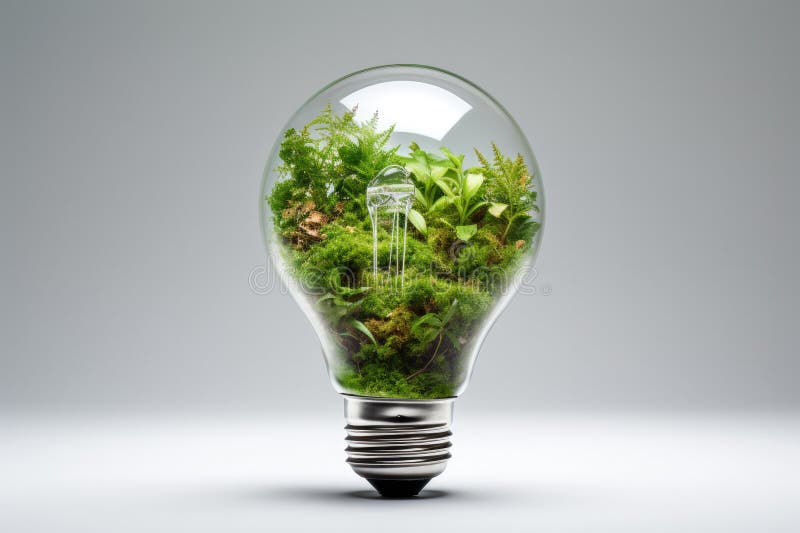 Light Bulb with Growing Plants. Ecological and Sustainable Environment ...