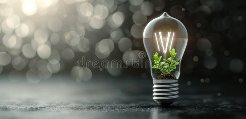Light Bulb with Growing Plants in a Studio Setting at Sunset Stock ...
