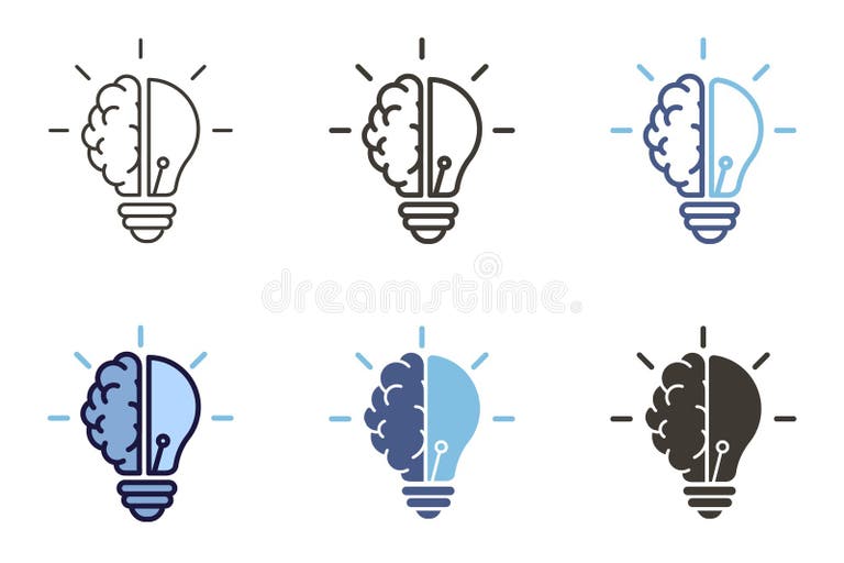 Light Bulb Brain Icon Stock Illustrations – 27,335 Light Bulb Brain ...