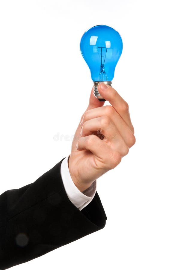 Light bulb in hand stock photo. Image of concept, blue - 22591588
