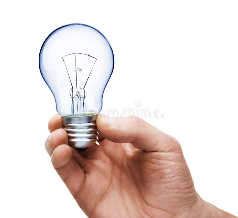 Green light bulb in hand stock photo. Image of invention - 1716830