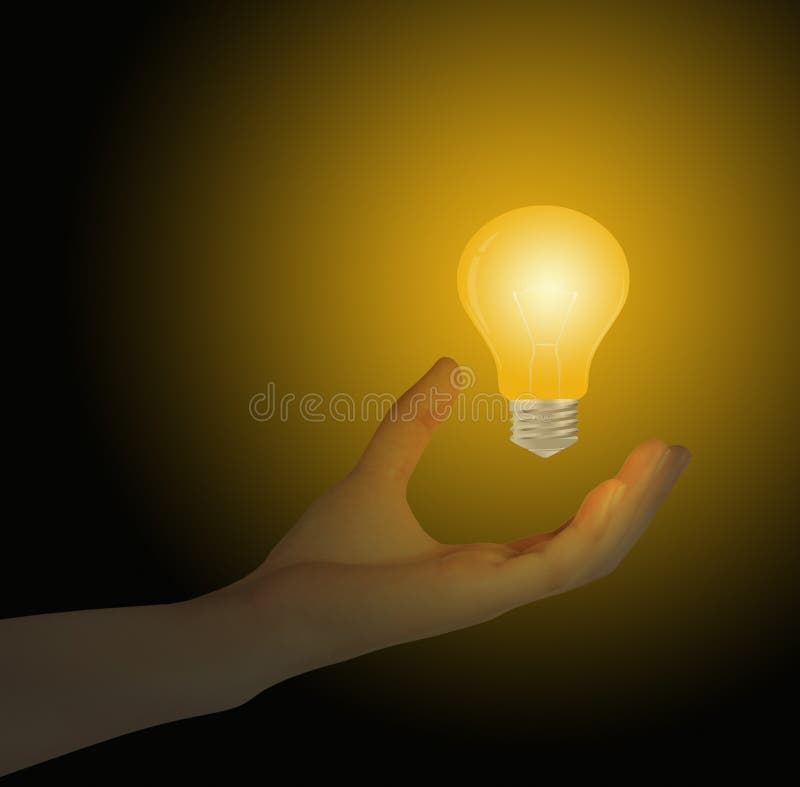 Light bulb with hand stock photo. Image of electricity - 29021442