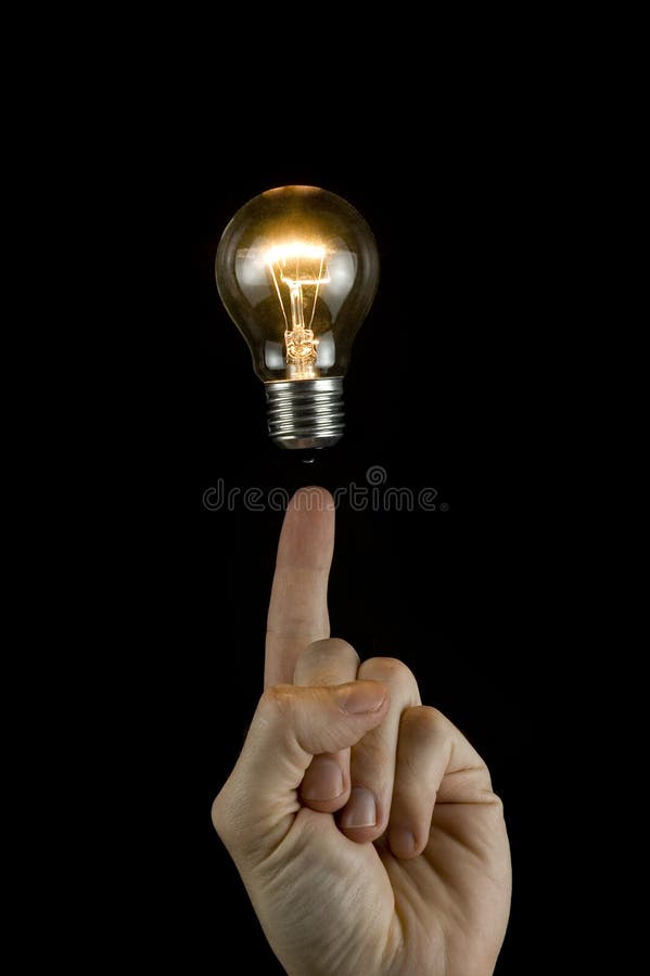 Light bulb and hand stock image. Image of bright, office - 5013127