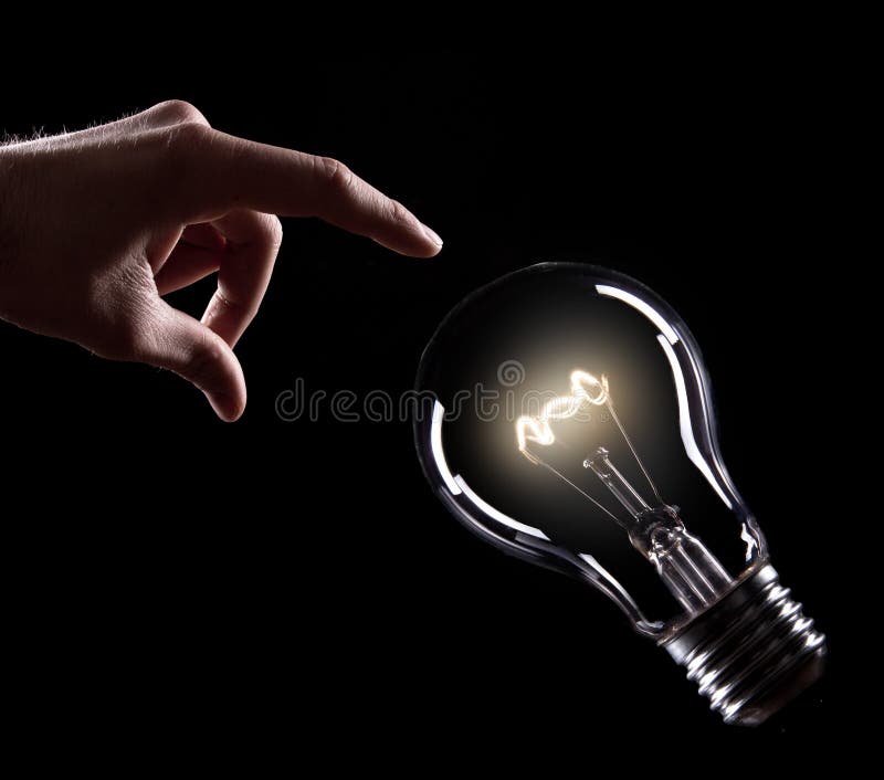 Light bulb and hand stock image. Image of incandescent - 18170269