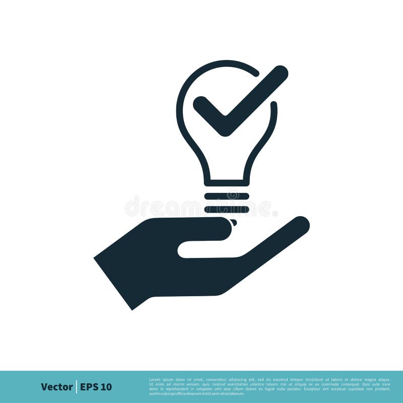 Light Bulb, Hand, Check Mark Icon Vector Logo Template Illustration ...