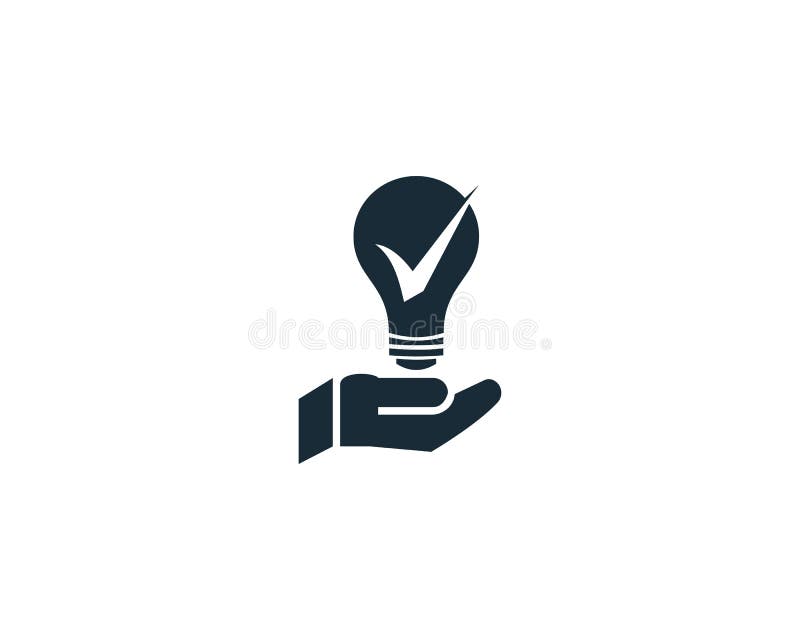 Light Bulb, Hand, Check Mark Icon Vector Logo Template Illustration ...