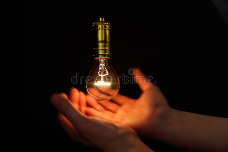 Light bulb and hand stock image. Image of insight, concept - 85996305
