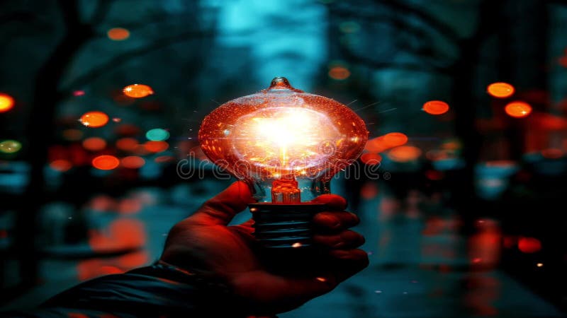 The Light Bulb is in the Hand of the Hand Burning Bright Yellow Concept ...