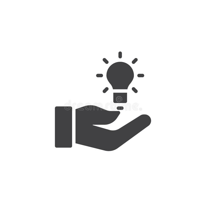 Hand and Light Bulb Icon Vector Stock Vector - Illustration of thinking ...