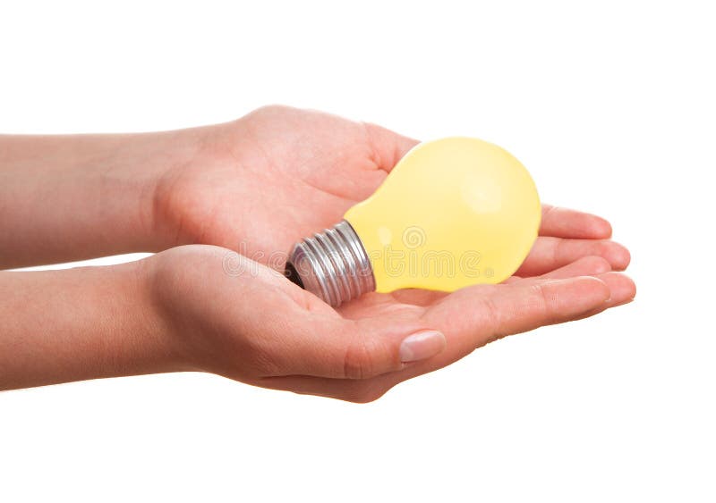 Light bulb in hand stock image. Image of solve, hand - 40373349