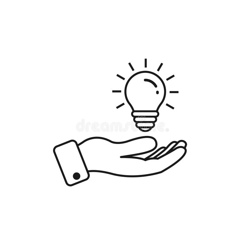 Light Bulb in Hand Line Icon. Vector Isolated Illustration Stock Vector ...