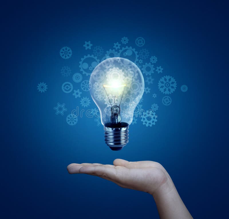 Light Bulb in Hand, New Ideas with Innovative Technology and Creativity ...