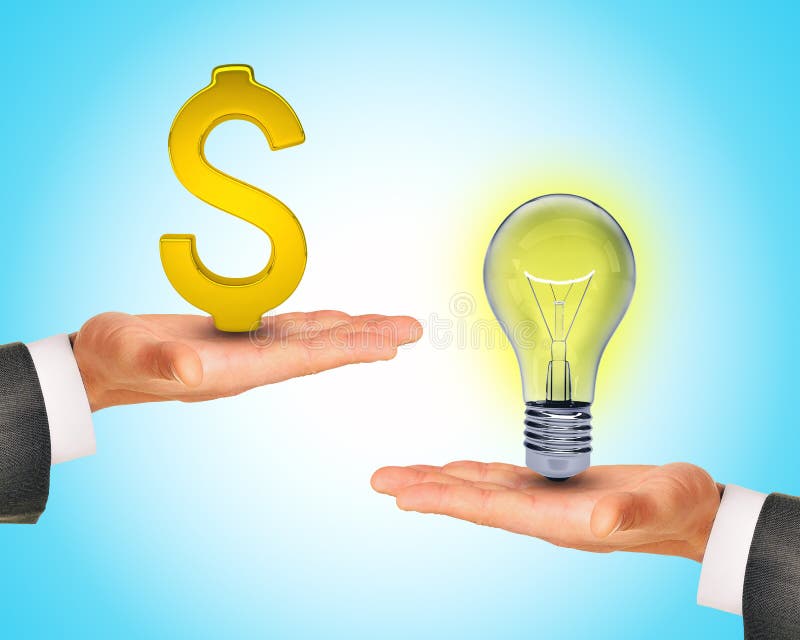 Light Bulb in Hands with Dollar Sign Stock Illustration - Illustration ...