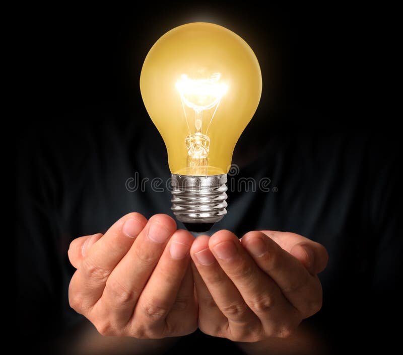 Light bulb in hands stock image. Image of hold, finger - 48799105