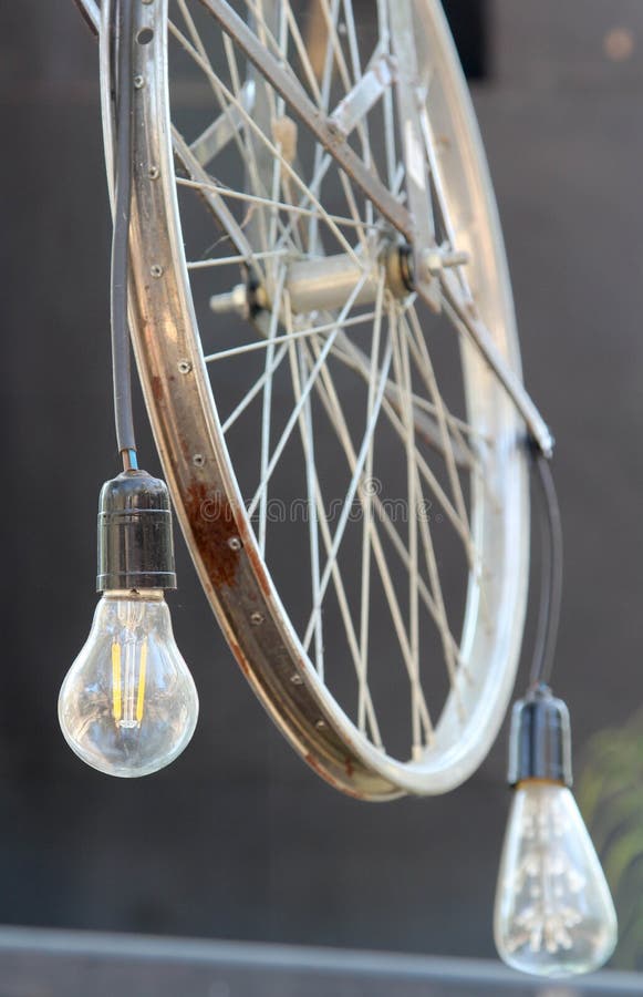 Modern Lamp Hanging on the Bike Wheel. Stock Image - Image of lamp ...