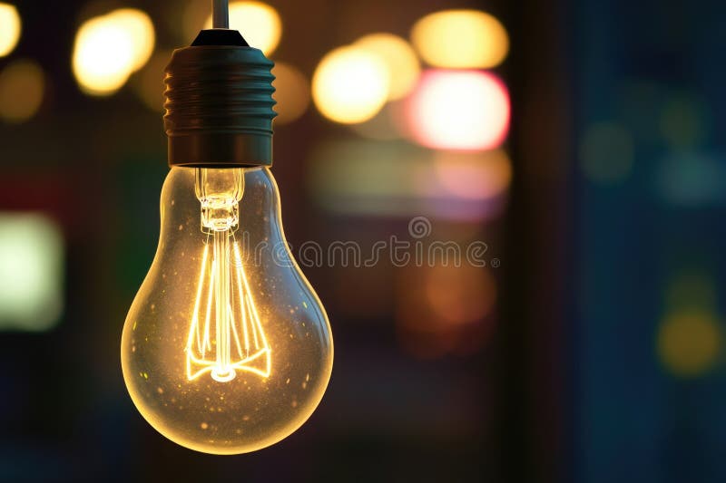 A Light Bulb Hanging from a Ceiling in a Dark Room, Potential Scene for ...