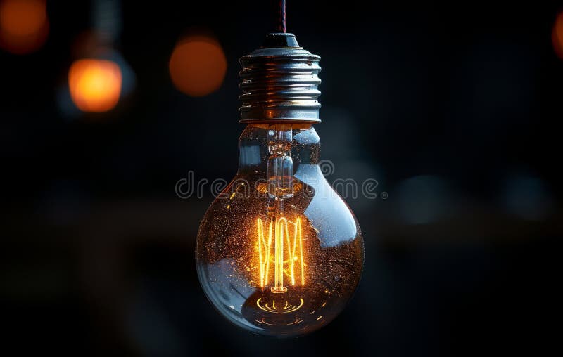 Light Bulb is Hanging from the Ceiling. an Incandescent Light Bulb ...