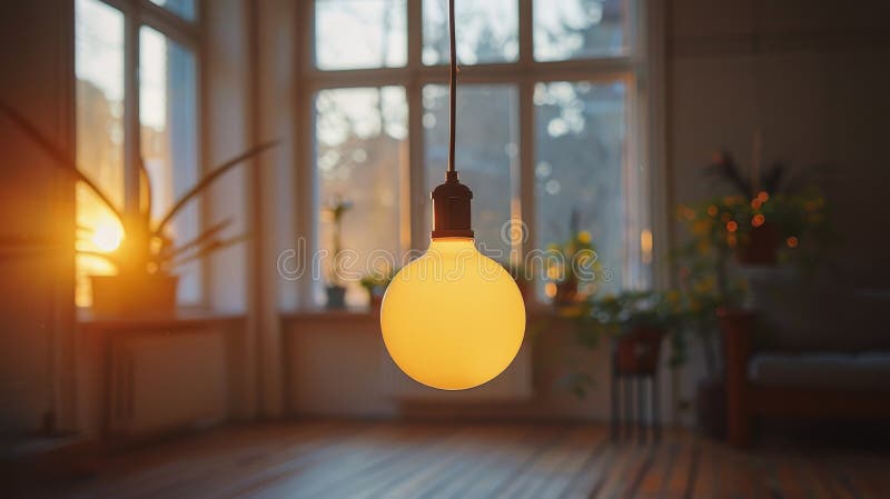 Light Bulb Hanging from Ceiling in Room Stock Image - Image of ceiling ...