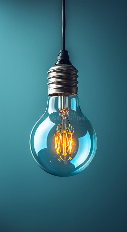 A Light Bulb Hanging from a Cord Stock Image - Image of design, energy ...