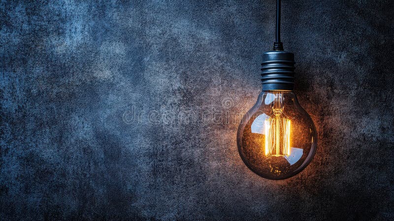 Light Bulb is Hanging from a Cord and is Lit Up Stock Image - Image of ...