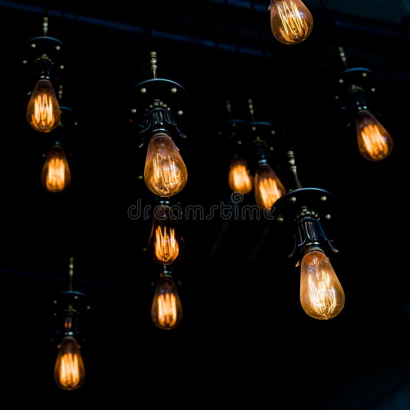 Light Bulb Hanging Fixtures Perspective Stock Photo - Image of ceiling ...