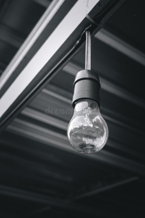 Light Bulb Hanging on a Light Steel Pole Stock Image - Image of ceiling ...