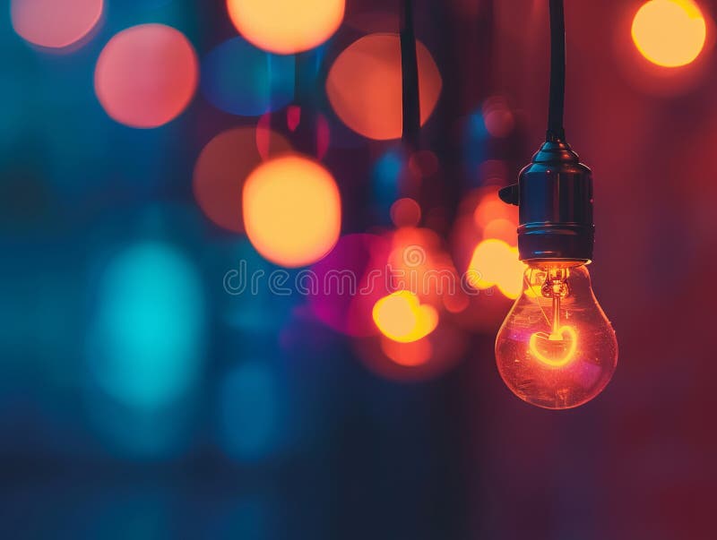 A Light Bulb Hanging from a String Stock Photo - Image of hang, hanging ...