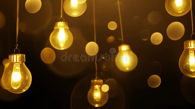 A Light Bulb Hanging from a String is Lit Up in a Dark Room Stock ...