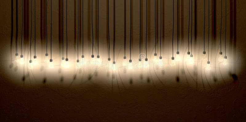 Light Bulb Hanging Wall Arrangement Perspective Stock Image - Image of ...