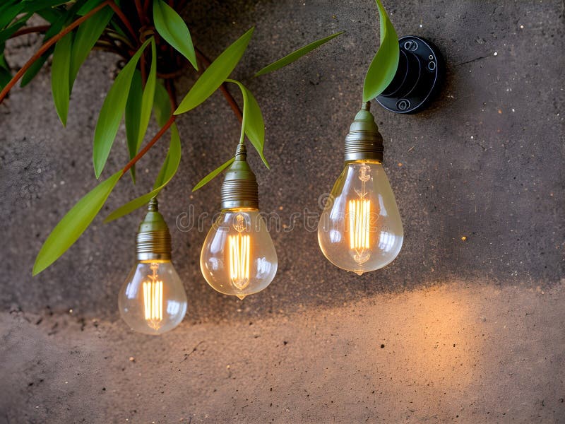 Light Bulb Hanging on Wall. Generative AI Stock Illustration ...