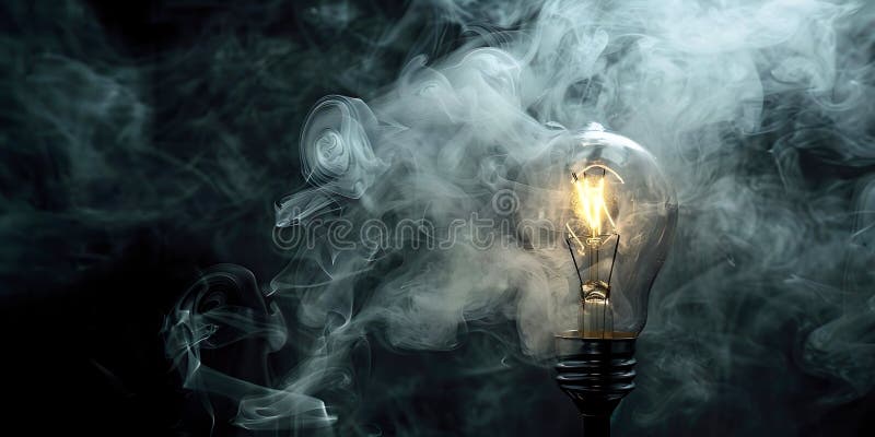 Light Bulb in Haze on Black Background Stock Image - Image of cloud ...