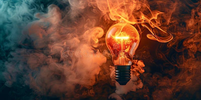 Light Bulb in Haze on Black Background Stock Image - Image of creative ...