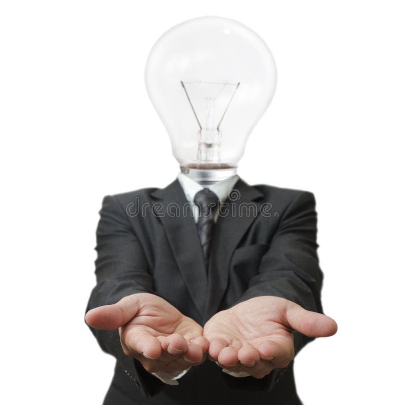 Business Man Light Bulb Head Stock Photo - Image of electrical ...