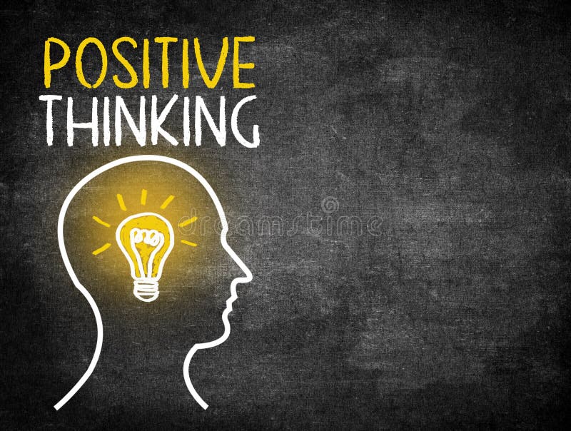 Light Bulb with Head Face and Profile Outlines Positive Thinking Stock ...