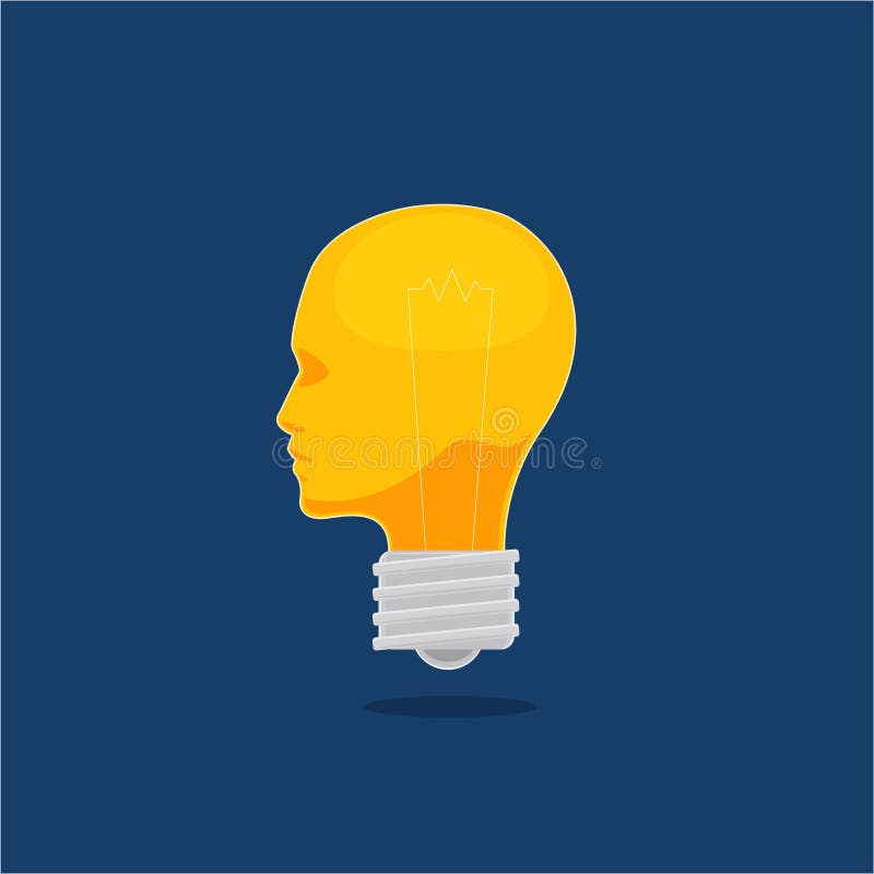 The Light Bulb with Head Shape. Isolated Vector Illustration Stock ...