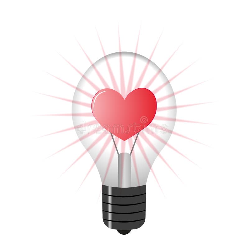 Light Bulb with Heart Vector Illustration Stock Vector - Illustration ...