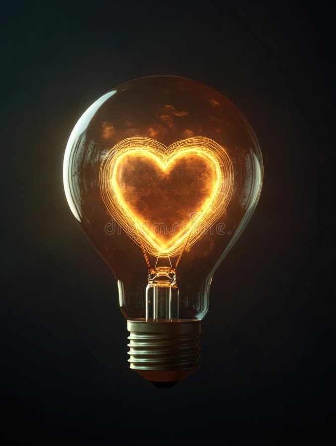 Light Bulb with a Heart Inside of it Stock Photo - Image of love, glass ...