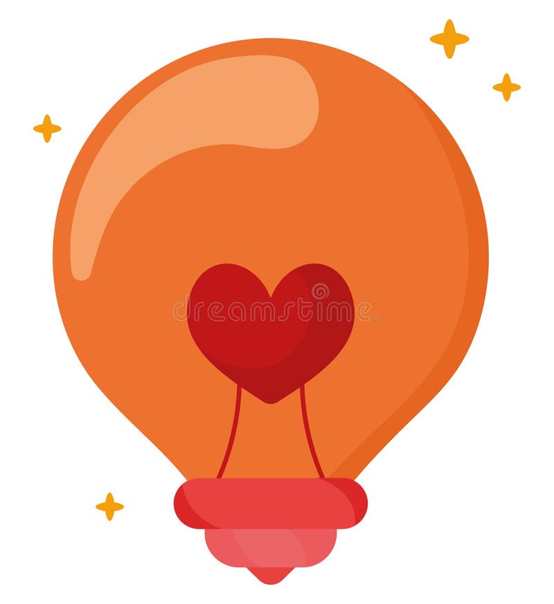 Light bulb with heart stock vector. Illustration of think - 272025986