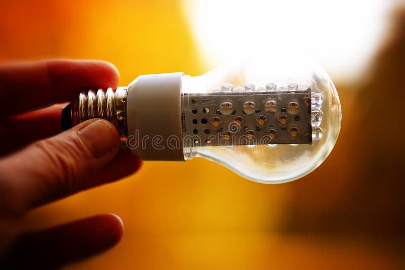 Light bulb held in palm stock photo. Image of electric - 27495620