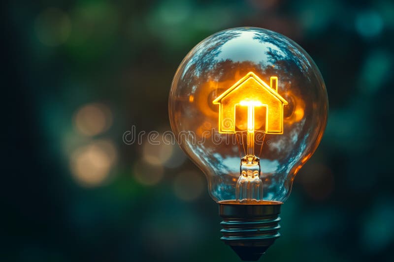 A Light Bulb with a House Inside of it Stock Image - Image of bright ...