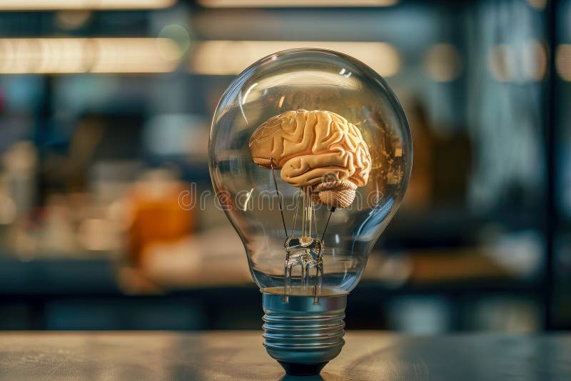 Light Bulb with Human Brain Inside . Great Idea Concept Stock ...