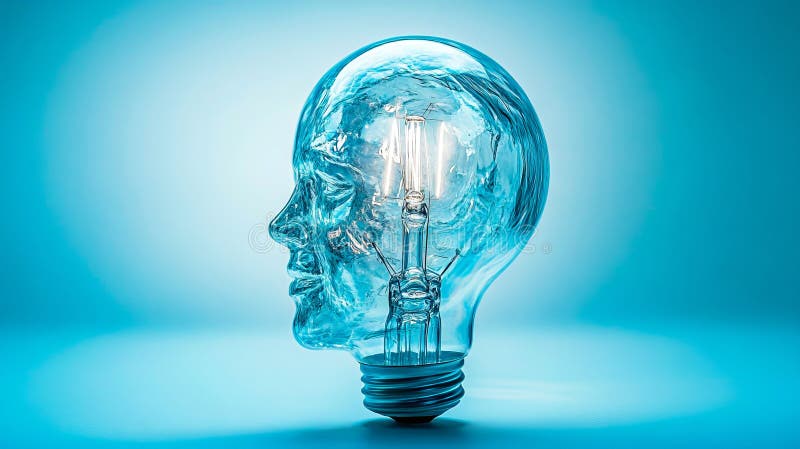 A Light Bulb with a Human Head Inside of it Stock Image - Image of ...