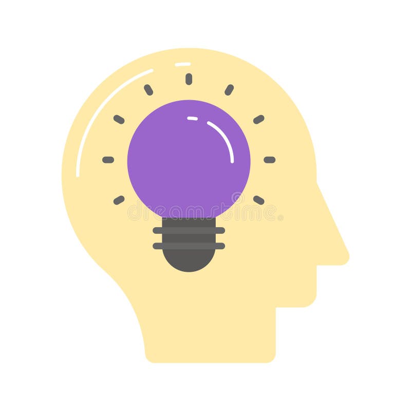 Light Bulb with Human Head Showing Creative Thinking Concept Icon Stock ...