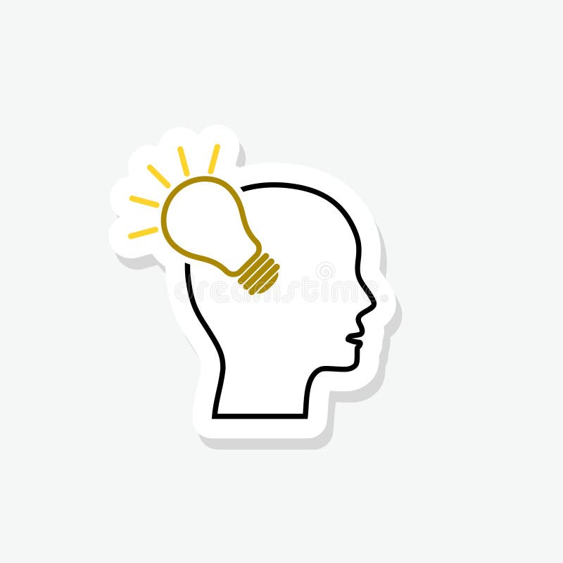 Human Head with Light Bulb Icon Stock Vector - Illustration of ...