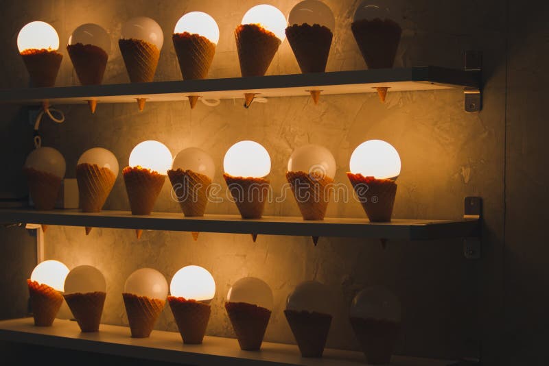 Light Bulb, Ice Cream, Used To Decorate the Wall Stock Image - Image of ...