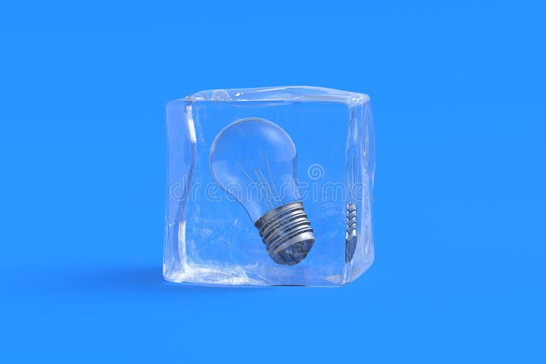 Light bulb in ice cube stock illustration. Illustration of discovery ...