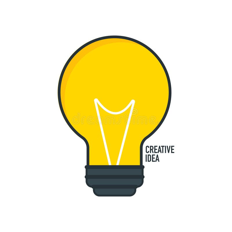 Light Bulb Icon on Background. Concept Creative Idea Badge Vector ...