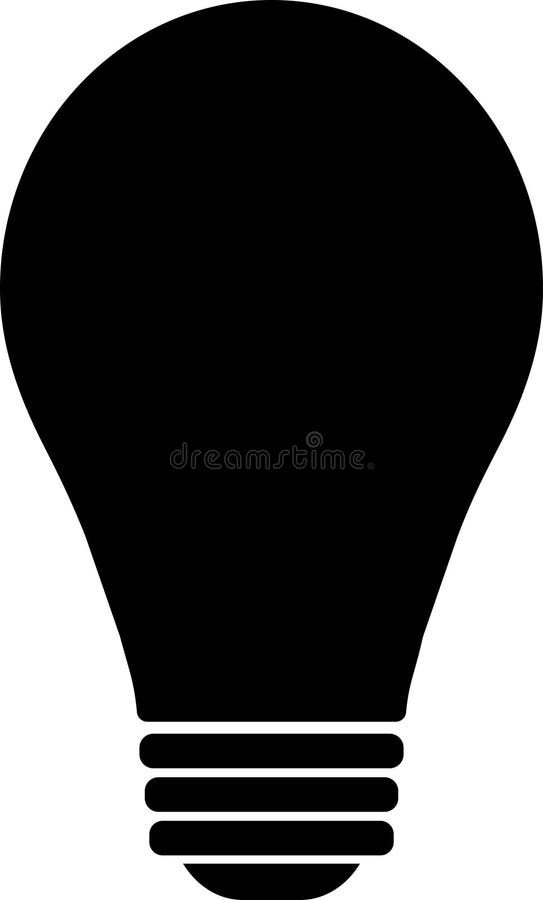 Light Bulb Icon Black Vector, Electric Bulb Shape, Thinking Symbol ...